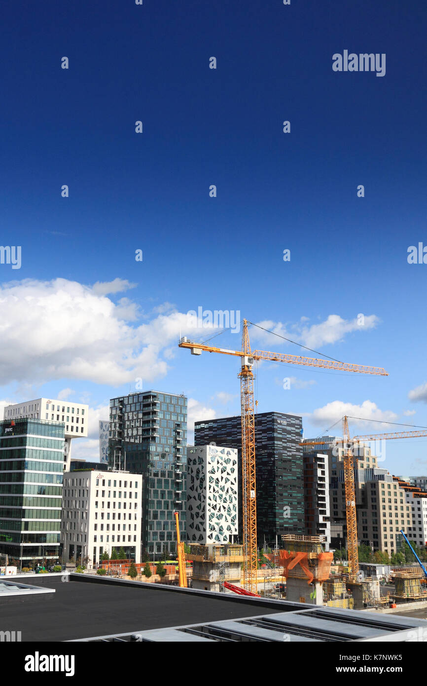 The 'Barcode buildings' in the Bjorvika district of Oslo, Norway, seen ...