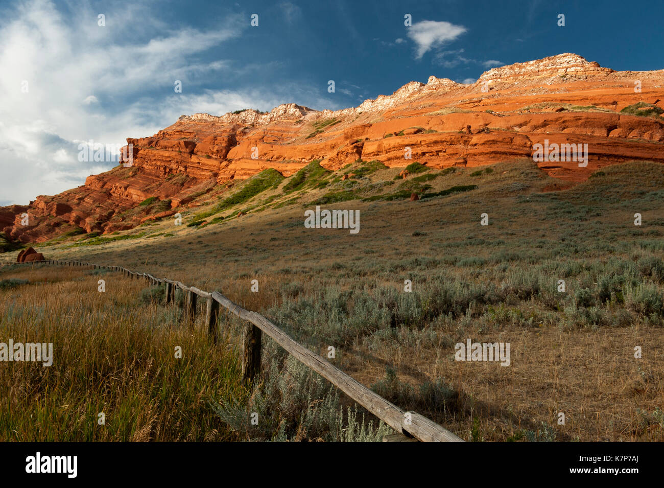A brilliant outcrop of Chugwater Formation sandstone, deposited around ...