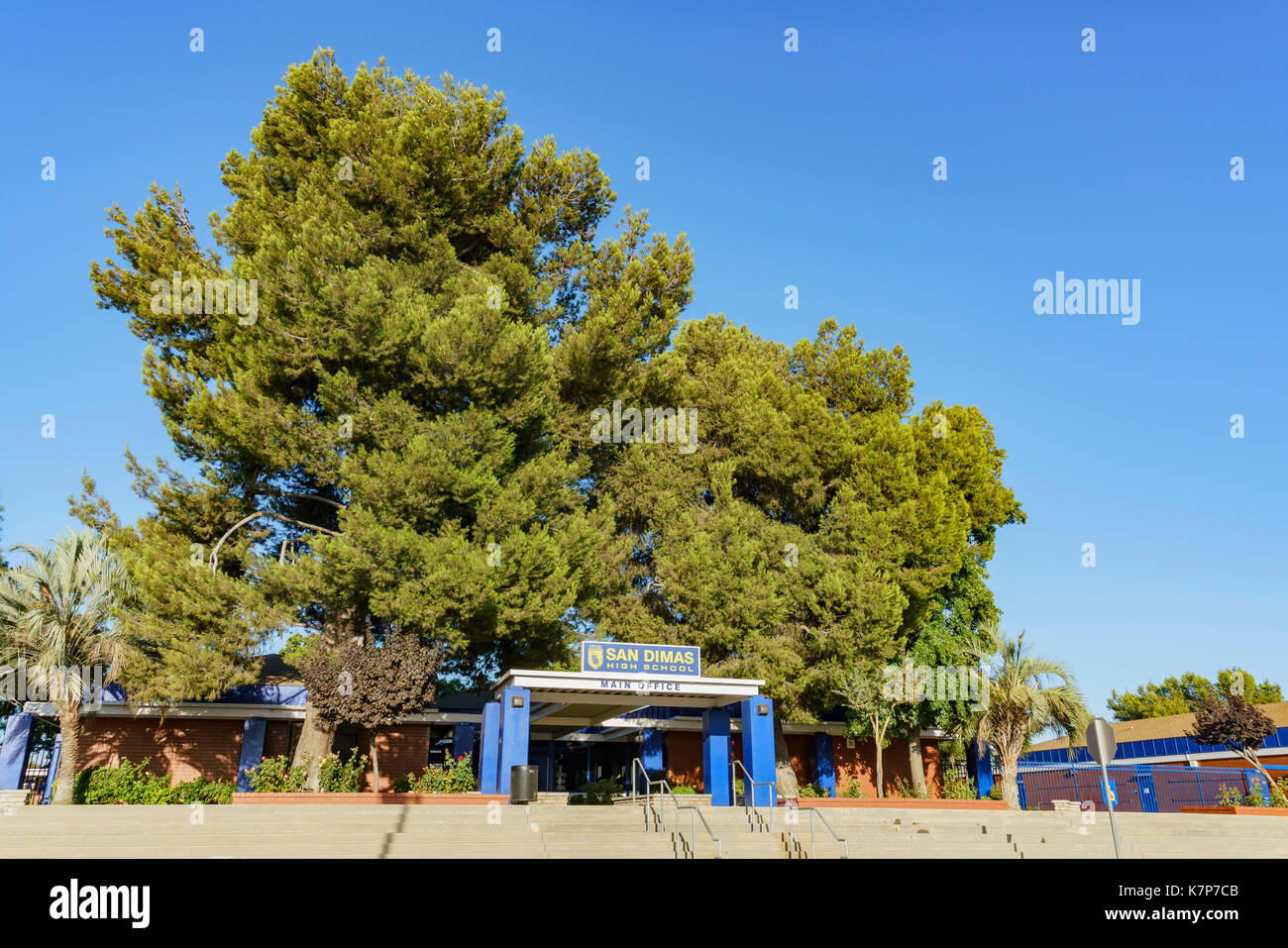 Los Angeles , JUN 25: Entrance of San Dimas High School on JUN 25, 2017 ...