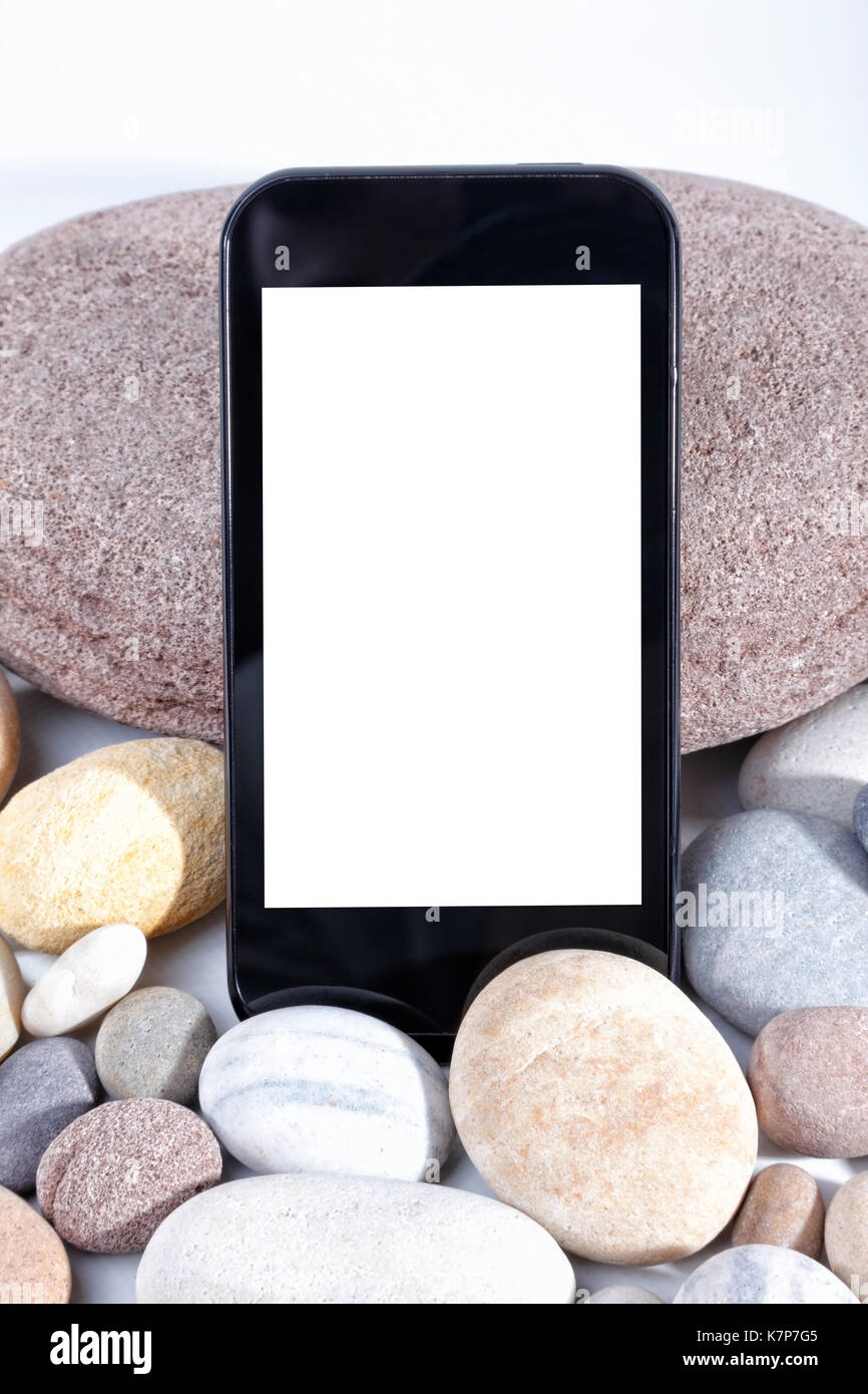 Smartphone and Stones Stock Photo - Alamy