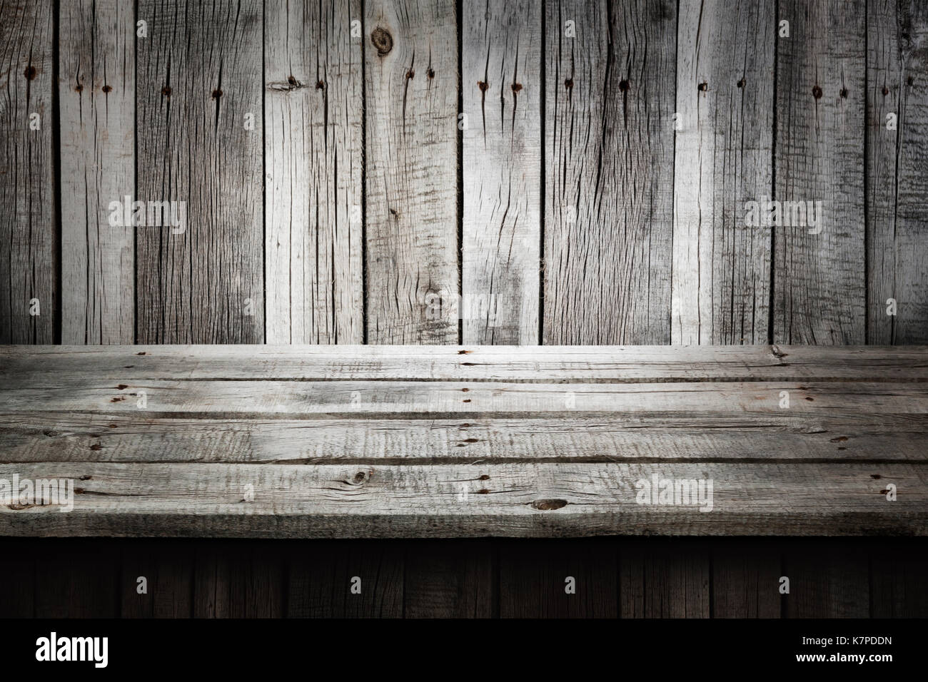 Gray wooden table for product, old dark wood perspective interior Stock ...