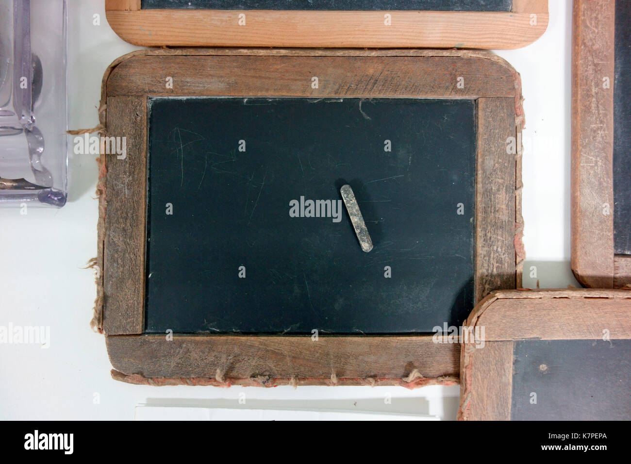 An antique slate board used in a school in the 1800s classroom by ...
