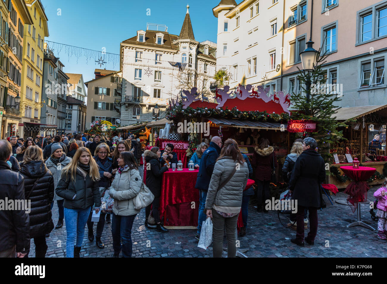 Zurich, Switzerland - 10 december 2016: Walking the streets of Zurich ...