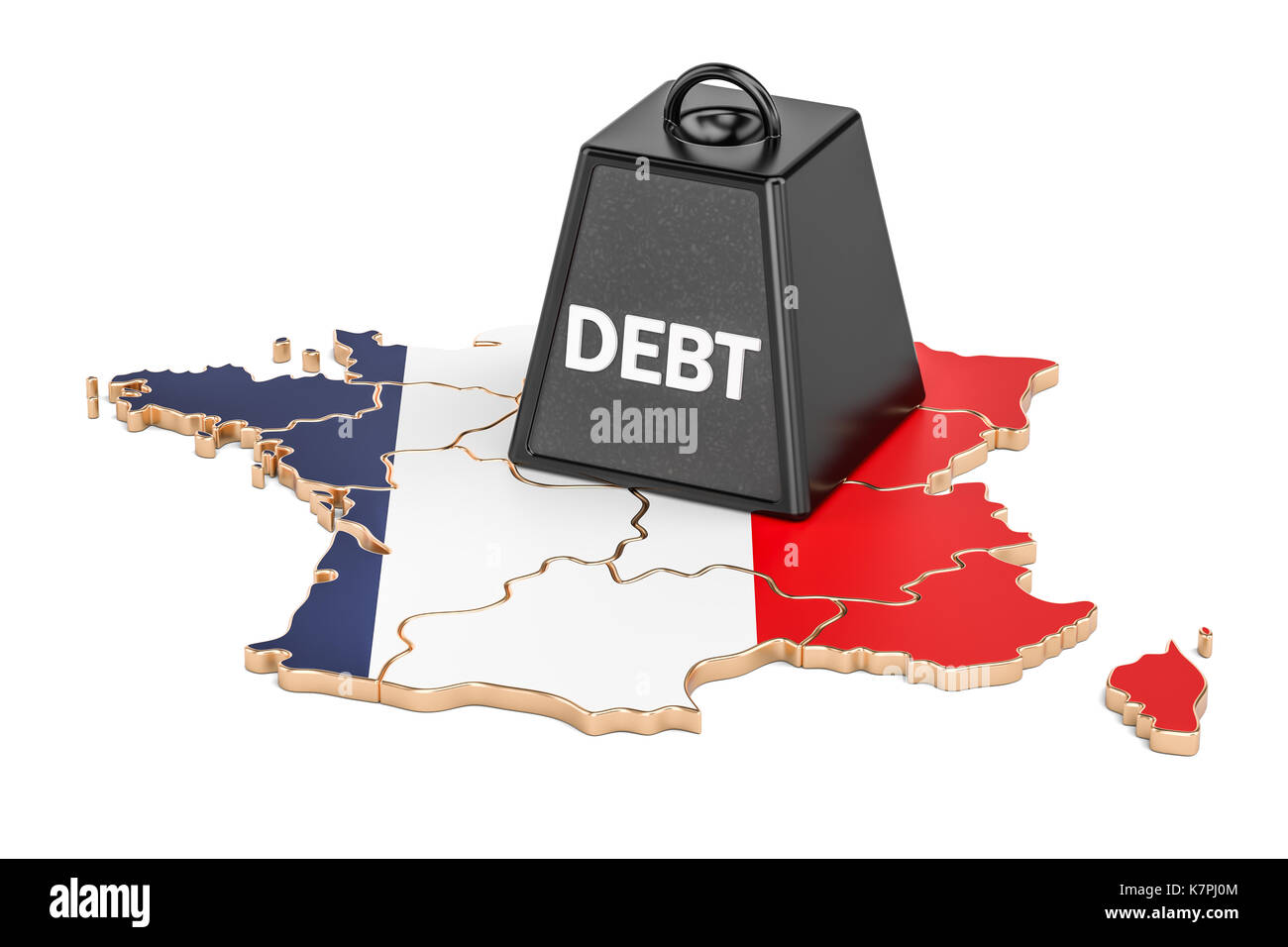 French national debt or budget deficit, financial crisis concept, 3D ...