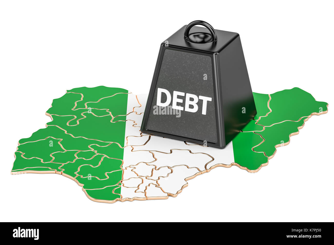 Nigerian national debt or budget deficit, financial crisis concept, 3D ...