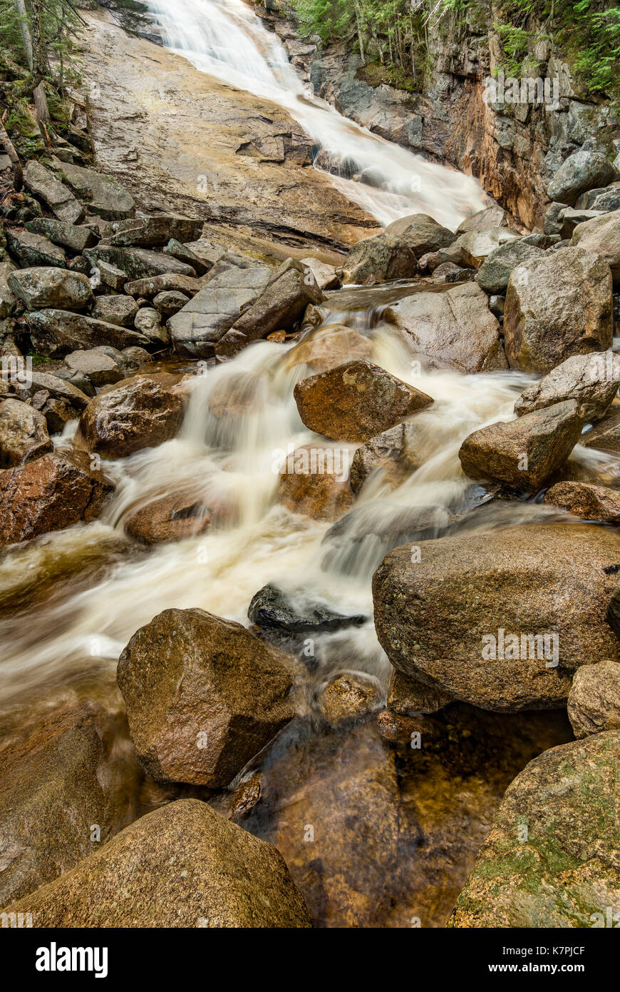 Ripley Falls and Avalanche Brook in spring, Crawford Notch State Park ...