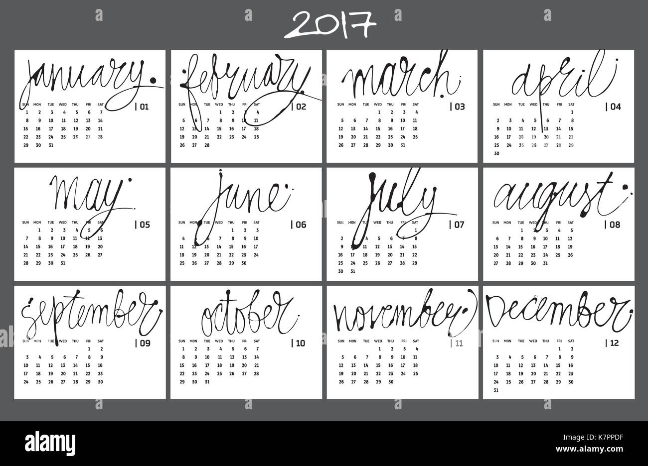 Calendar 2017 Stock Vector Images - Alamy