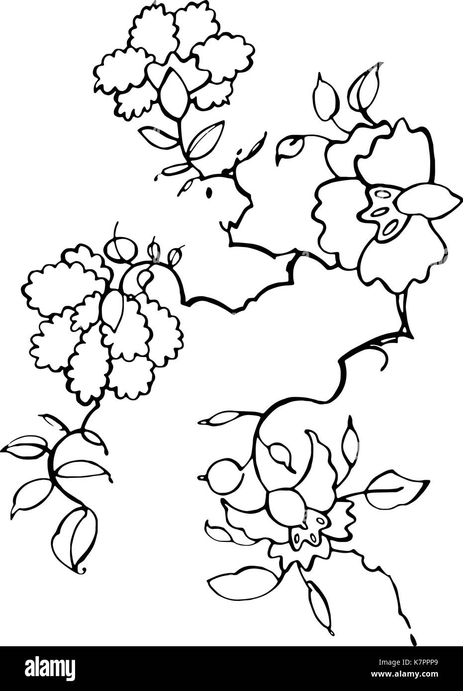 Card oriental flowers Black and White Stock Photos & Images - Alamy