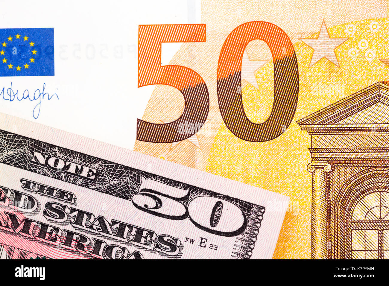 Fifty dollar USA and fifty euro background. High resolution photo Stock ...