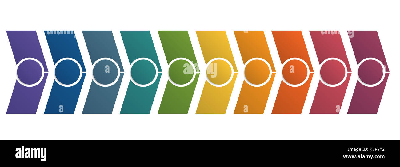 Timeline arrows infographic, colorful diagram. Template with 10 options ...