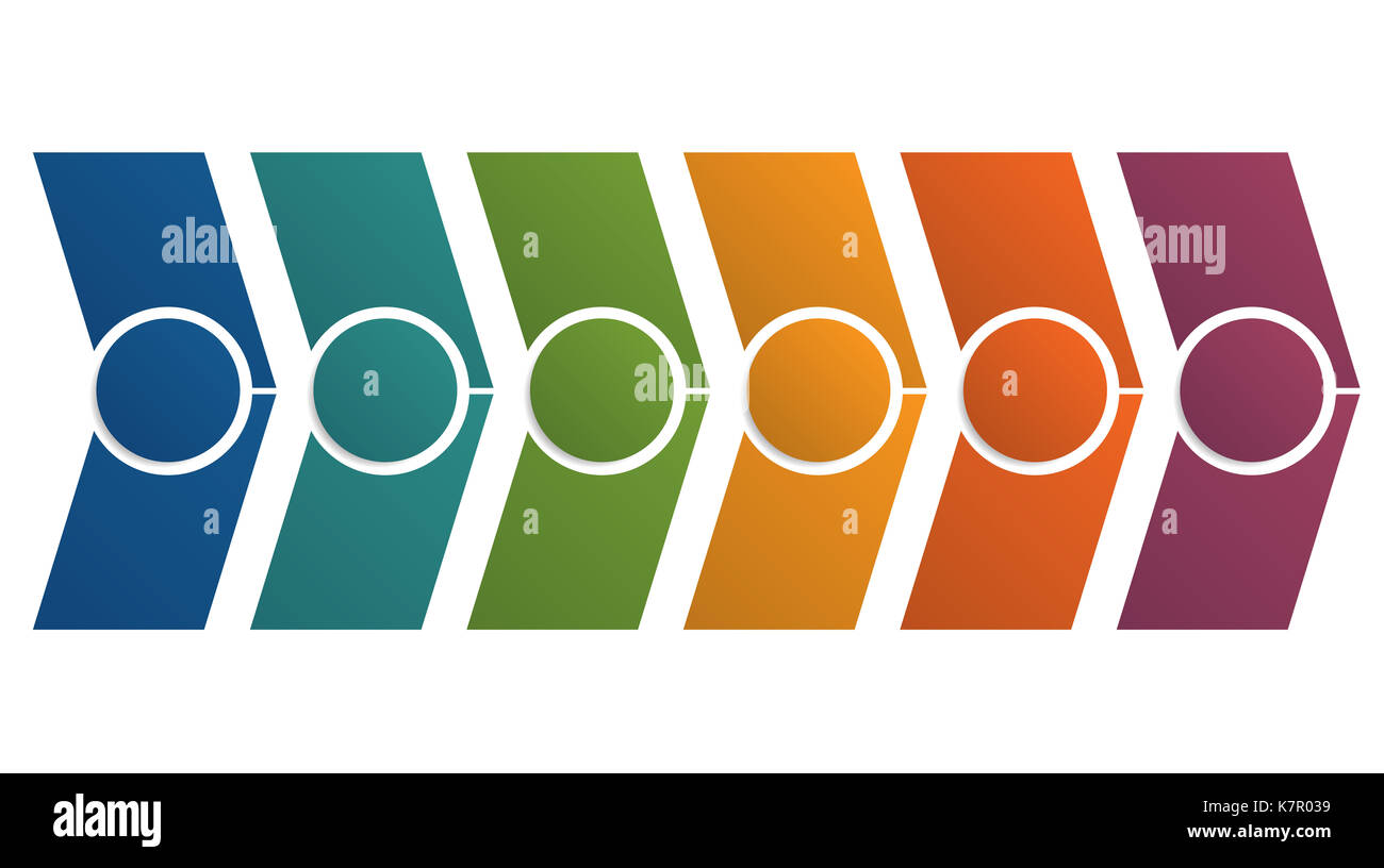Timeline arrows infographic, colorful diagram. Template with 6 options ...