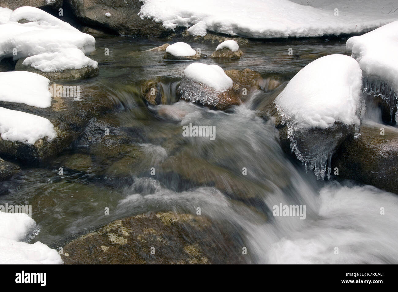 A mountain stream in the White Mountains of New Hampshire during the ...