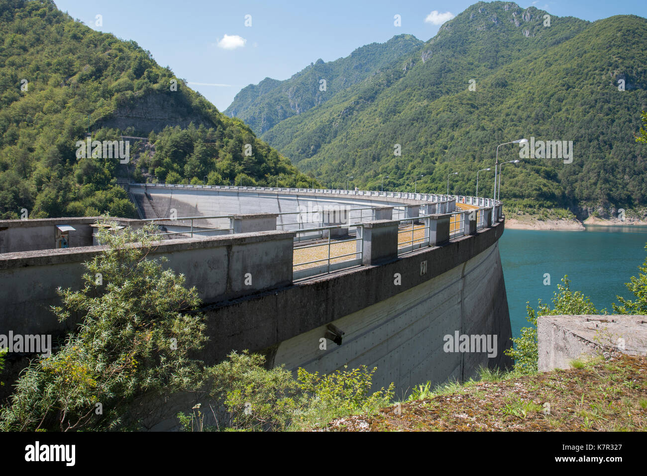 Dam of Valvestino (1962) in the mountains near Lake Garda Stock Photo ...