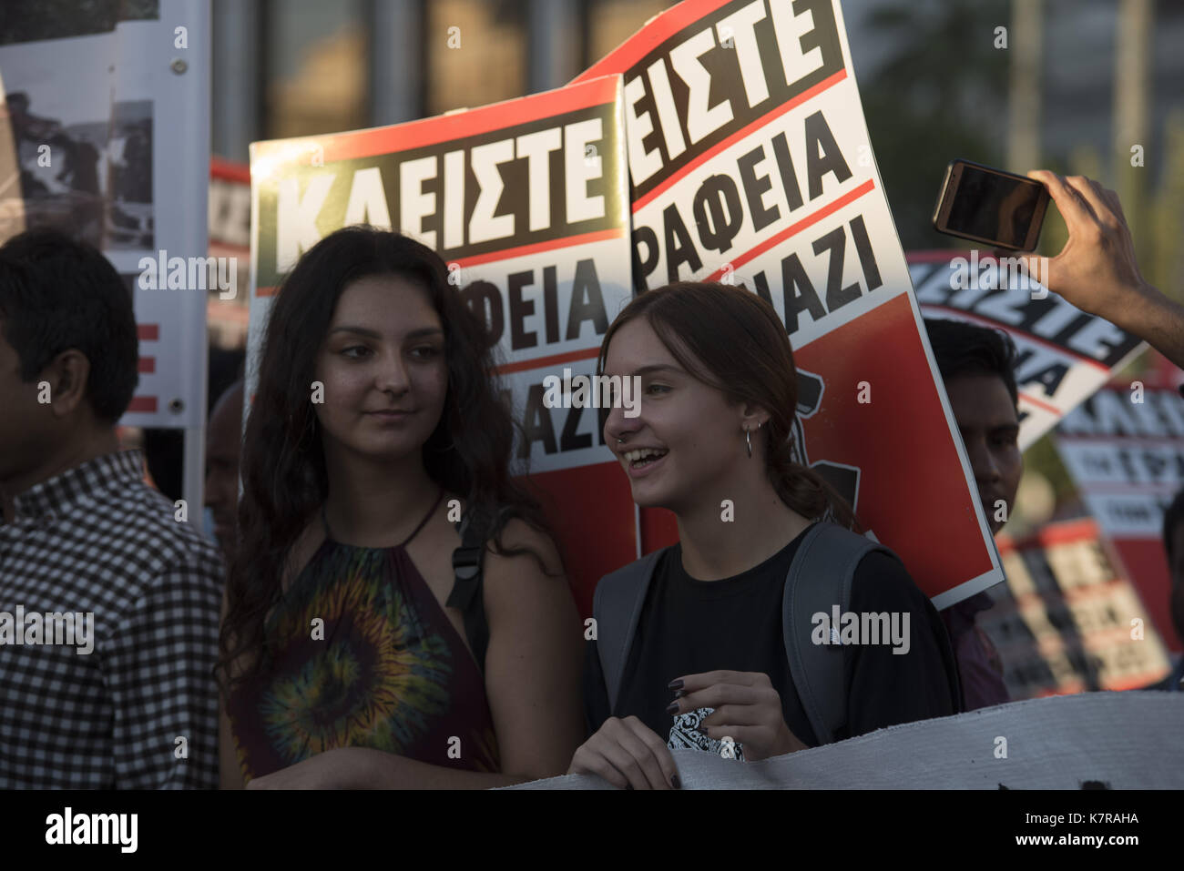 Athens, Greece. 16th Sep, 2017. Protesters march to the headquarters of ...