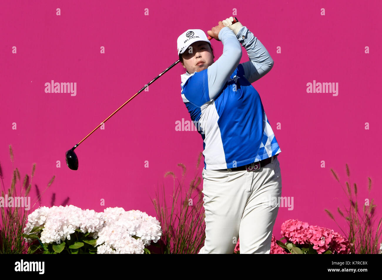 Evian Les Bains. 17th Sep, 2017. Feng Shanshan of China plays a shot ...
