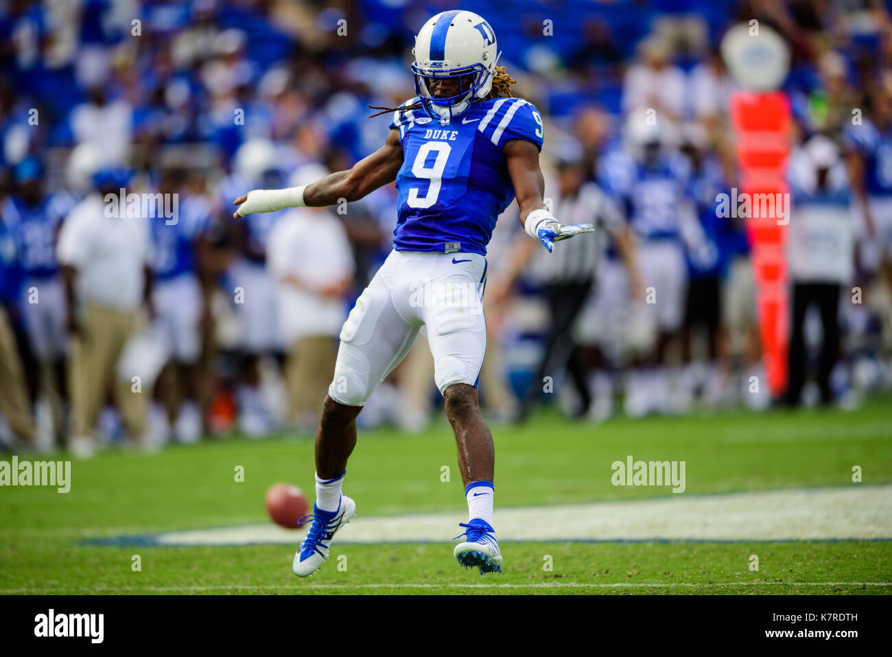 Duke safety Jeremy McDuffie (9) during the NCAA college football game ...