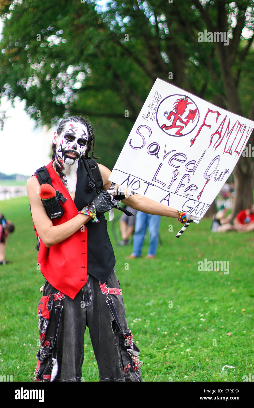 Washington, DC - September 16, 2017: Juggalos gather at the Lincoln ...