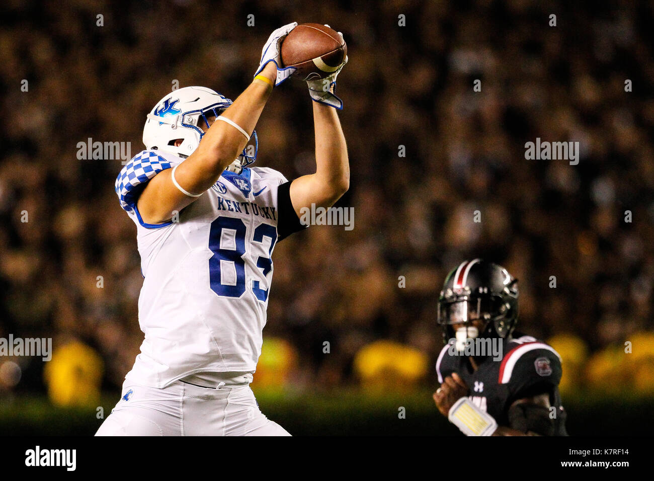 Columbia, SC, USA. 16th Sep, 2017. Justin Rigg (83) of the Kentucky ...