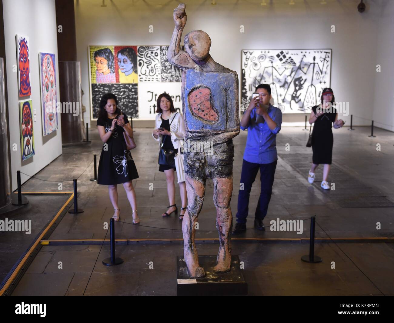 Beijing, China. 17th Sep, 2017. People visit an exhibition of German ...