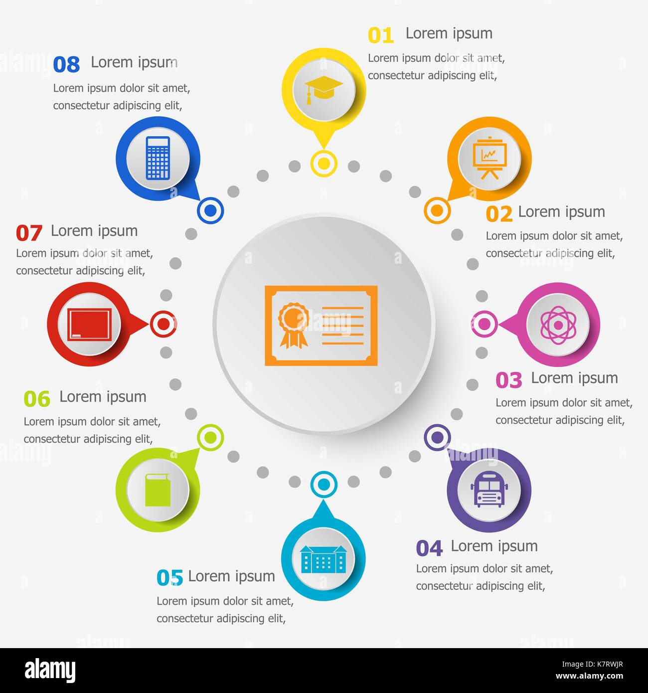 Infographic template with education icons, stock vector Stock Vector ...
