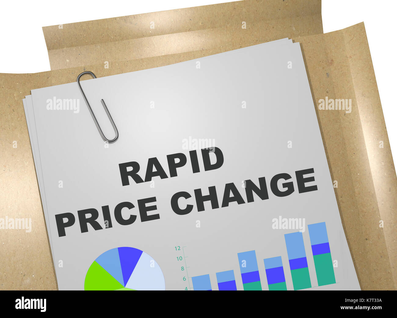 3D illustration of "RAPID PRICE CHANGE" title on business document ...