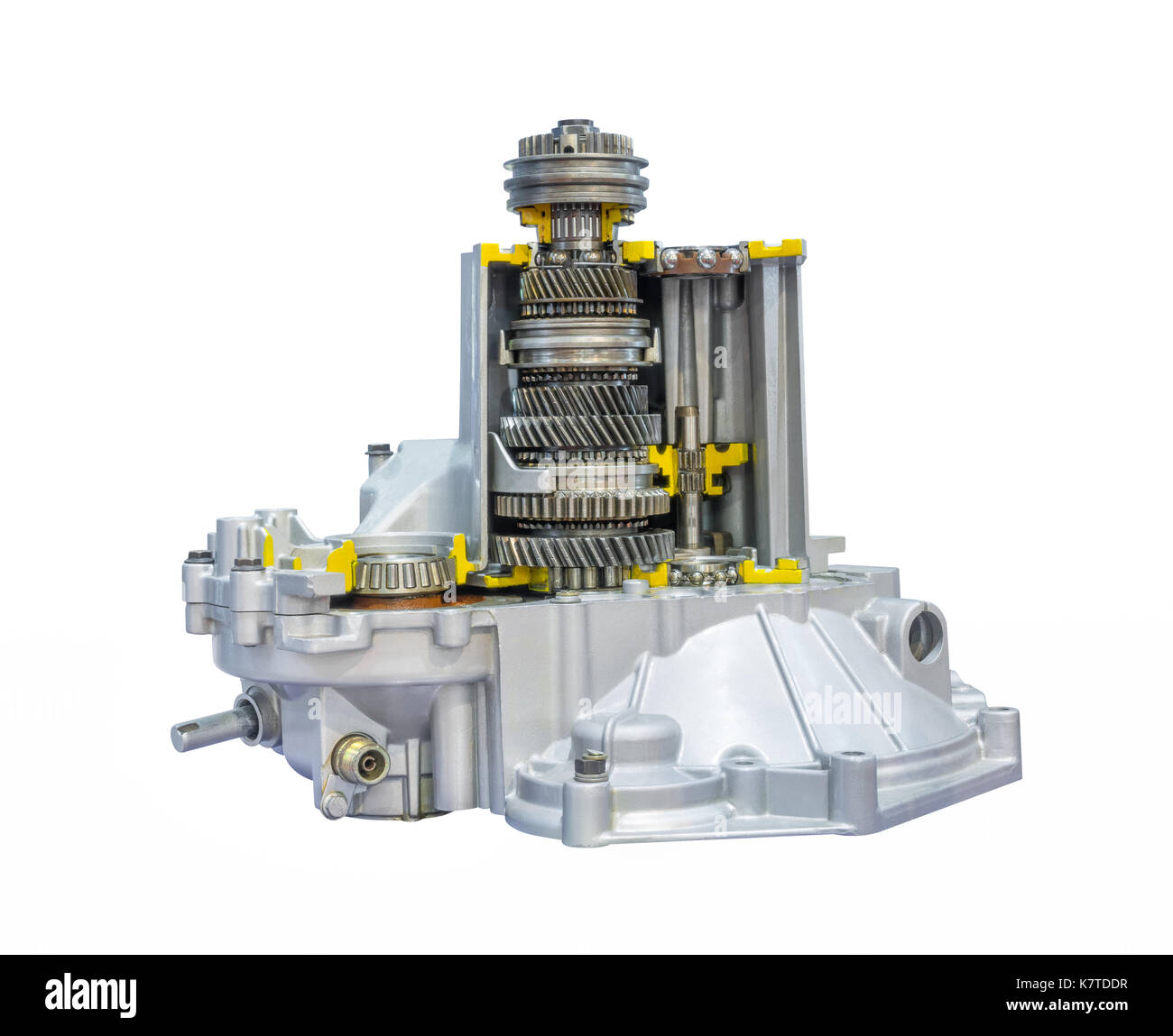 Automotive transmission gear box isolated on white background with ...