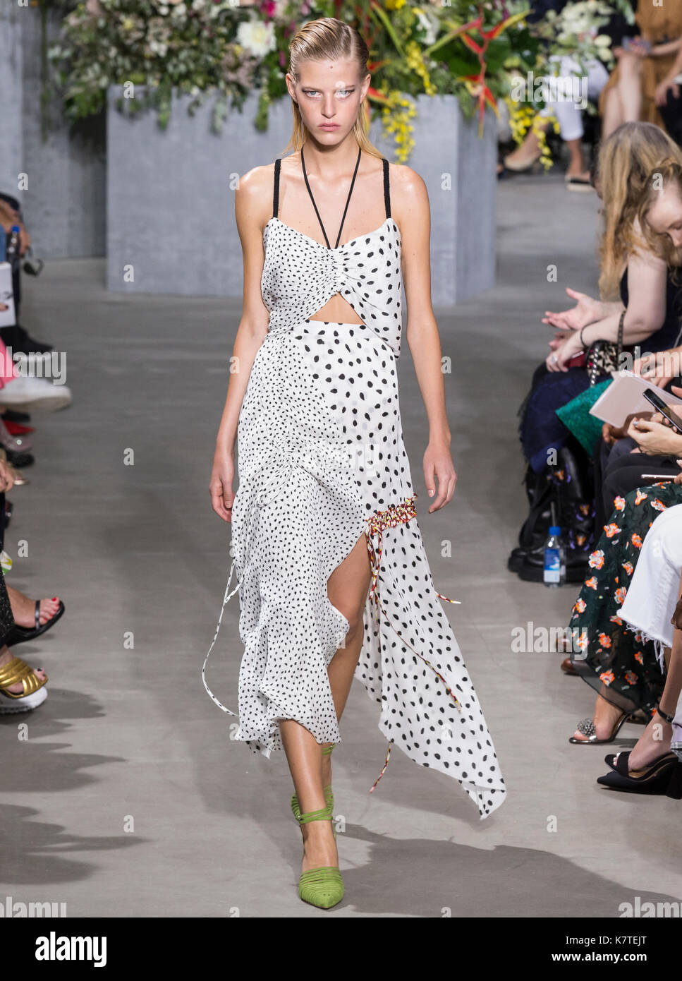 NEW YORK, NY - September 08, 2017: Line Kjaergaard walks the runway at ...