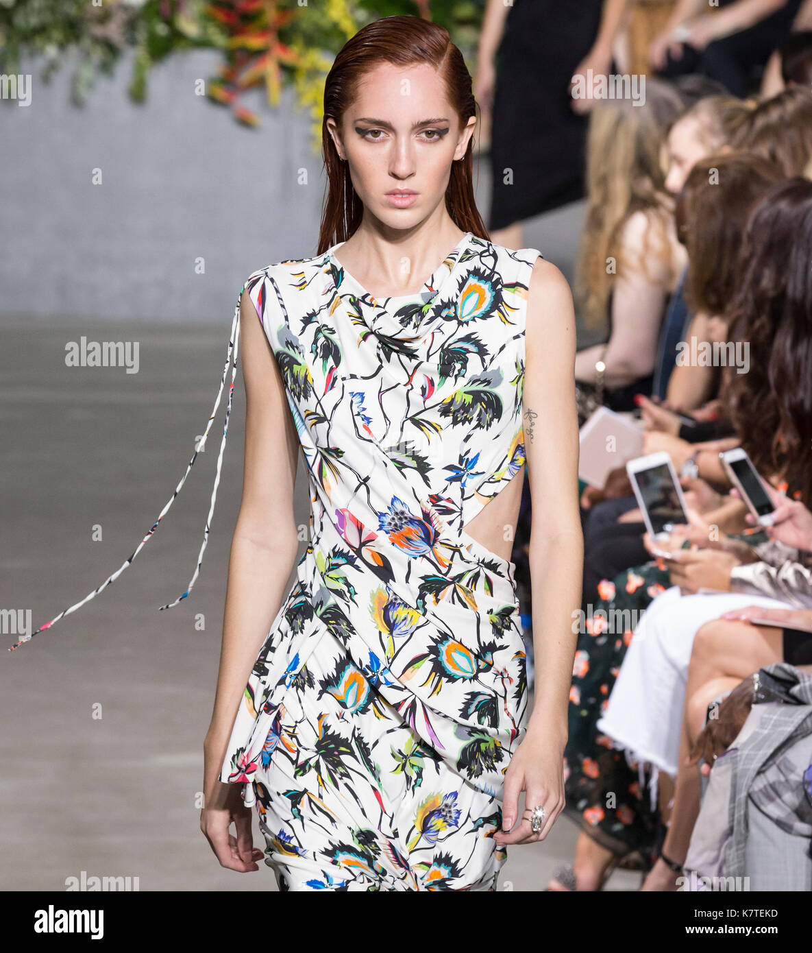 NEW YORK, NY - September 08, 2017: Teddy Quinlivan walks the runway at ...