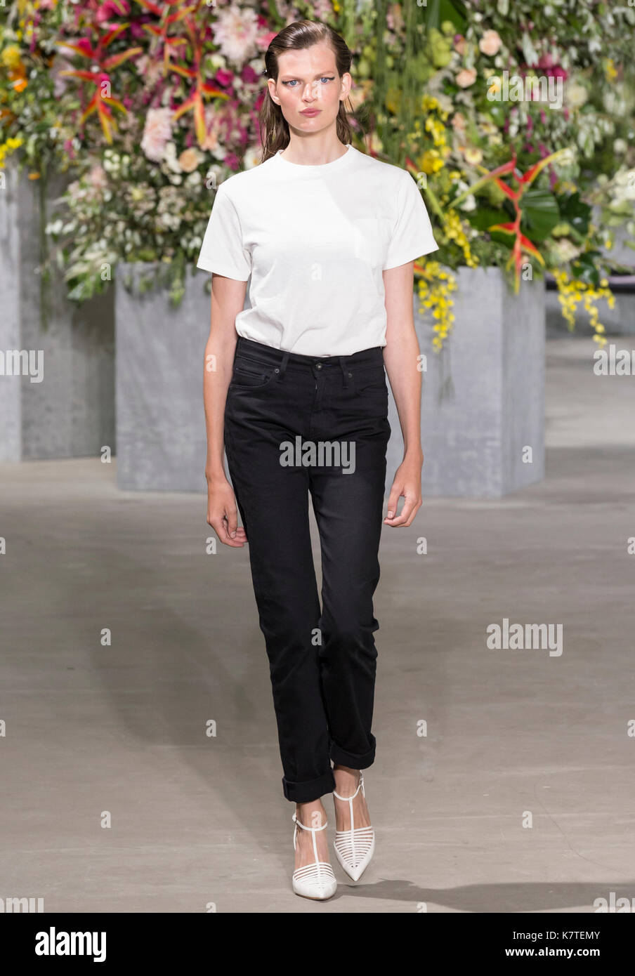 NEW YORK, NY - September 08, 2017: Bette Franke walks the runway during ...