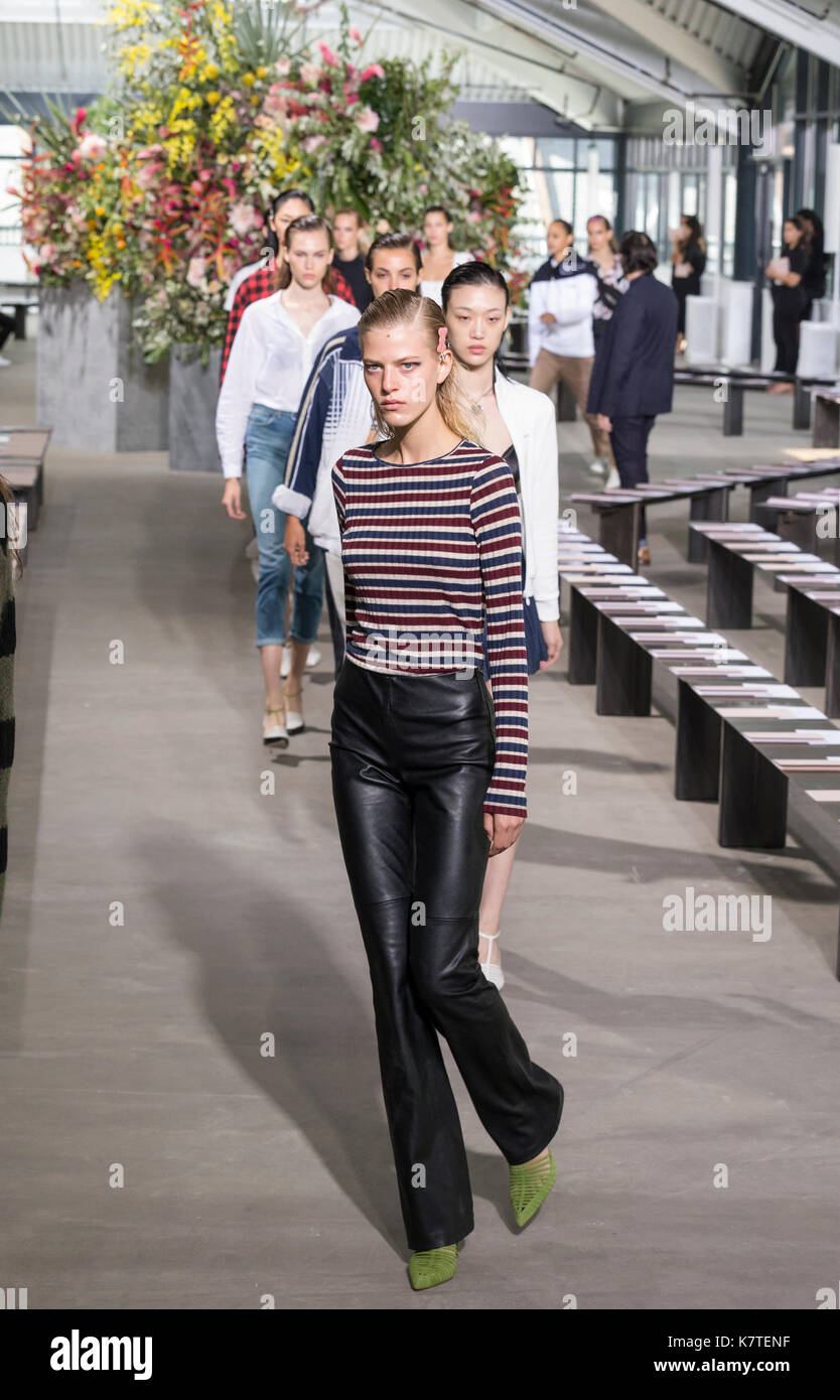 NEW YORK, NY - September 08, 2017: Line Kjaergaard walks the runway ...