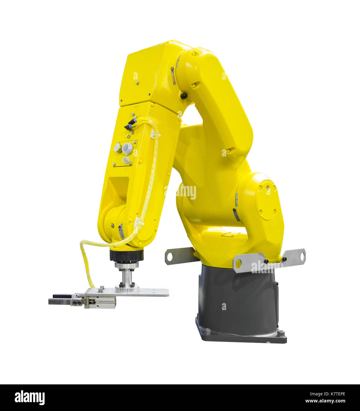 Industry robotic arm isolated on white background with clipping path ...