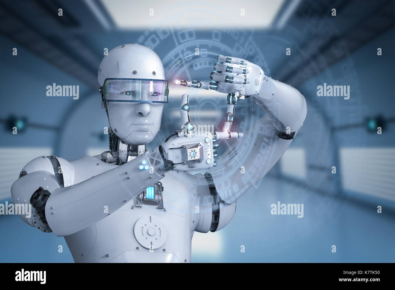3d rendering humanoid robot measure with finger Stock Photo - Alamy