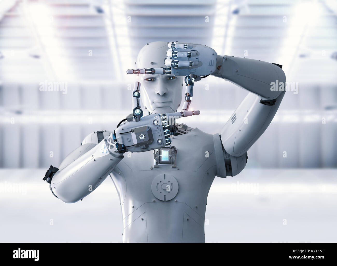 3d rendering humanoid robot measure with finger Stock Photo - Alamy