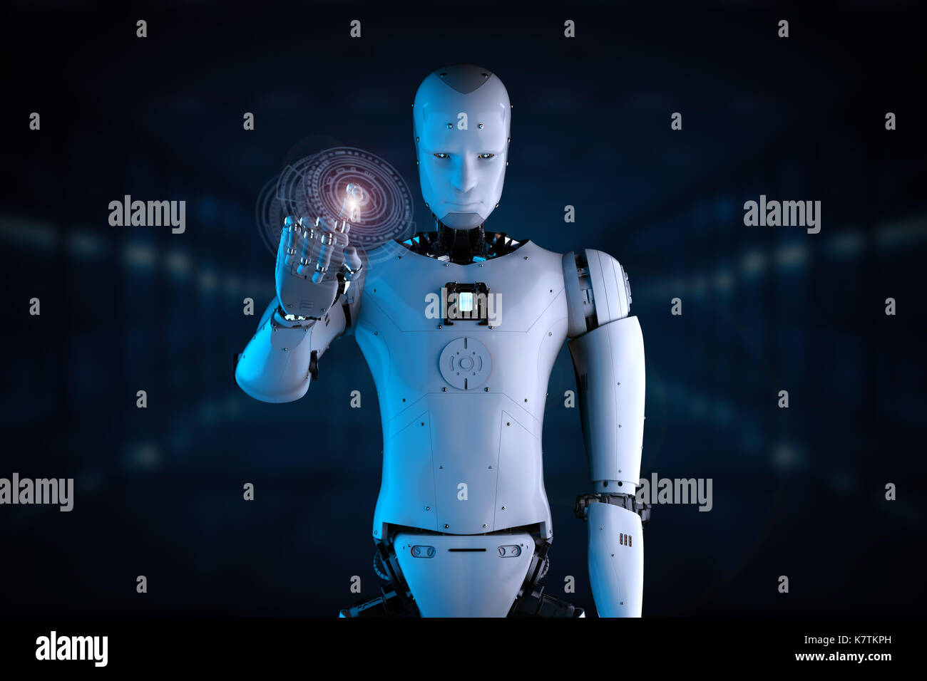 3d rendering robot working with virtual display Stock Photo - Alamy