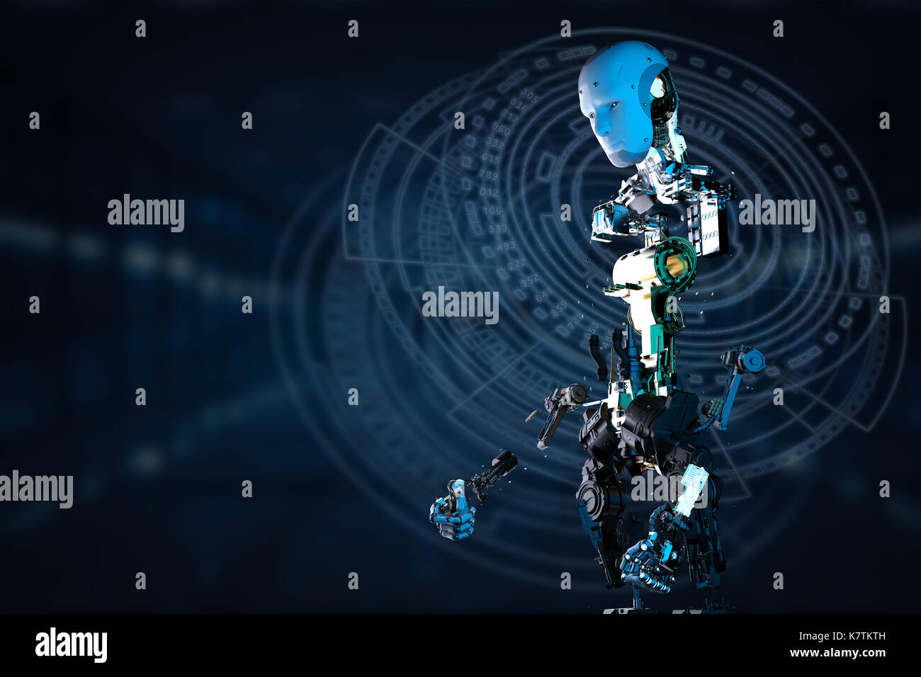 3d rendering robot working with virtual display Stock Photo - Alamy