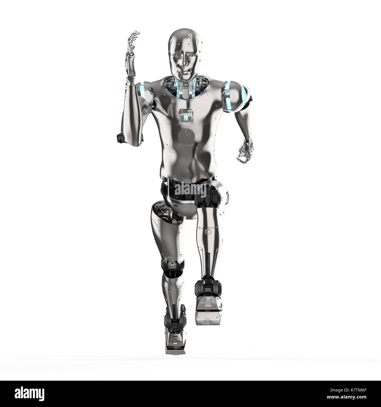 3d rendering humanoid robot running on white background Stock Photo - Alamy