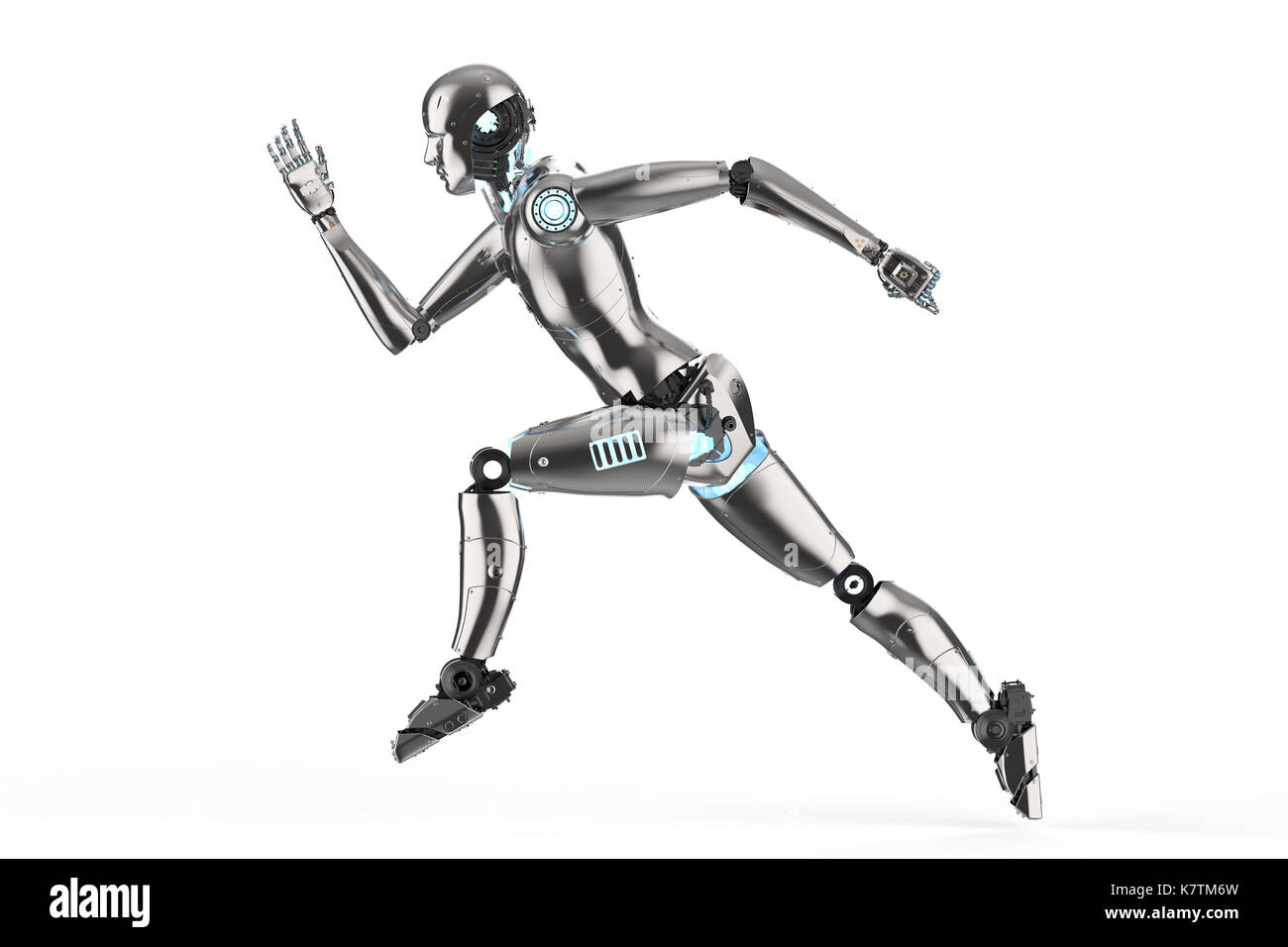 3d rendering humanoid robot running on white background Stock Photo - Alamy