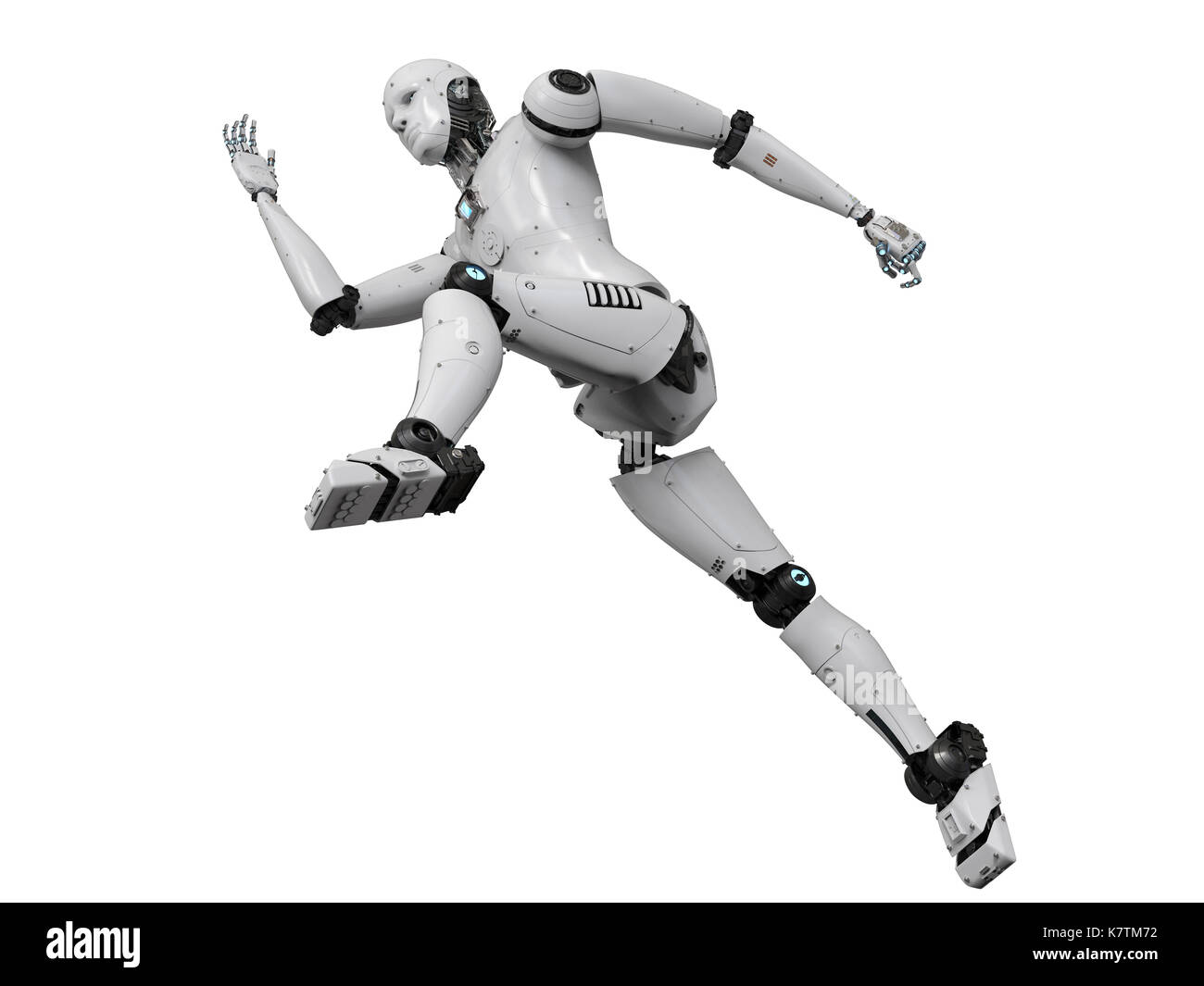3d rendering humanoid robot running on white background Stock Photo - Alamy