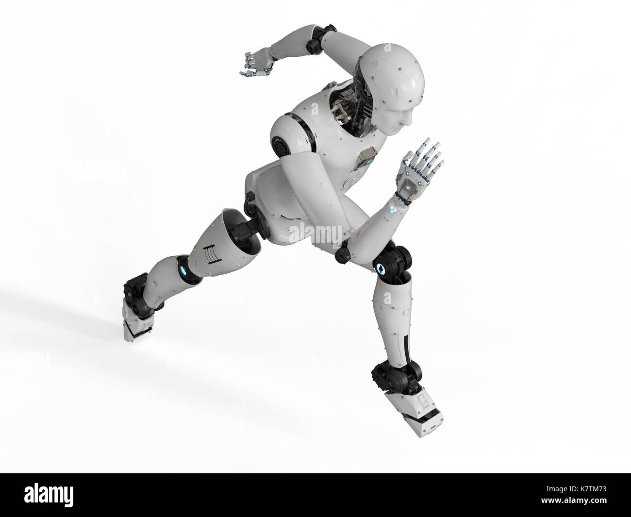 3d rendering humanoid robot running on white background Stock Photo - Alamy