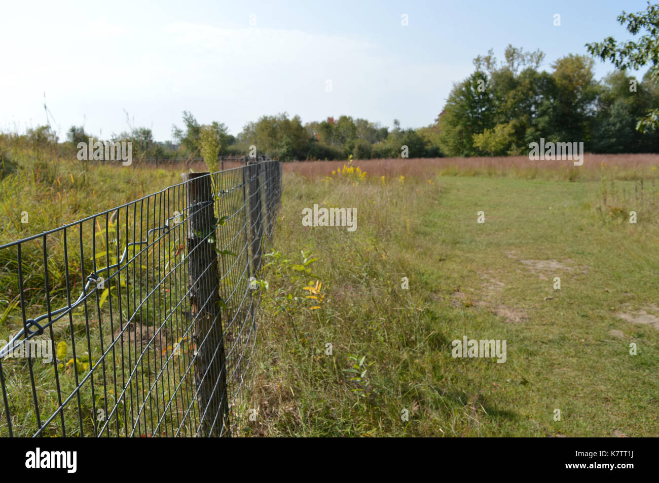 Fence in the prairie landscape during autumn Stock Photo - Alamy