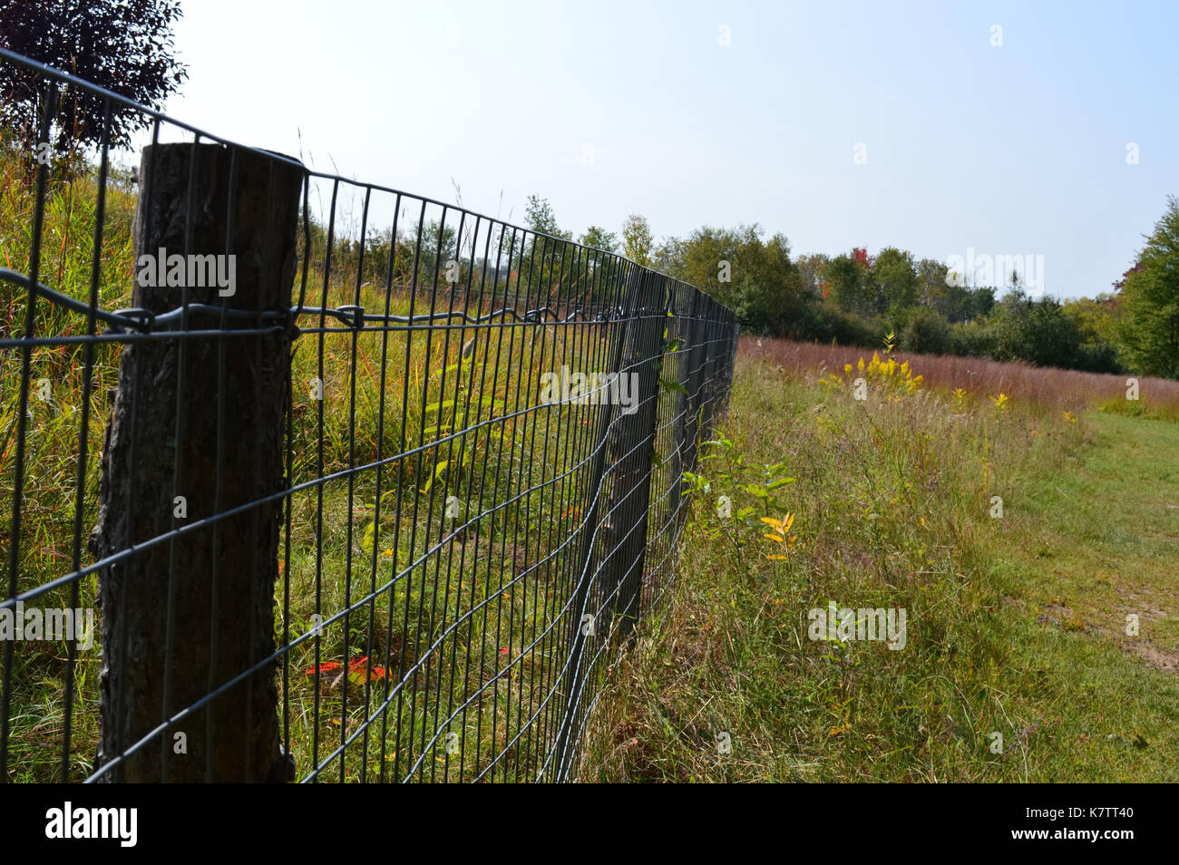 Fence in the prairie landscape during autumn Stock Photo - Alamy