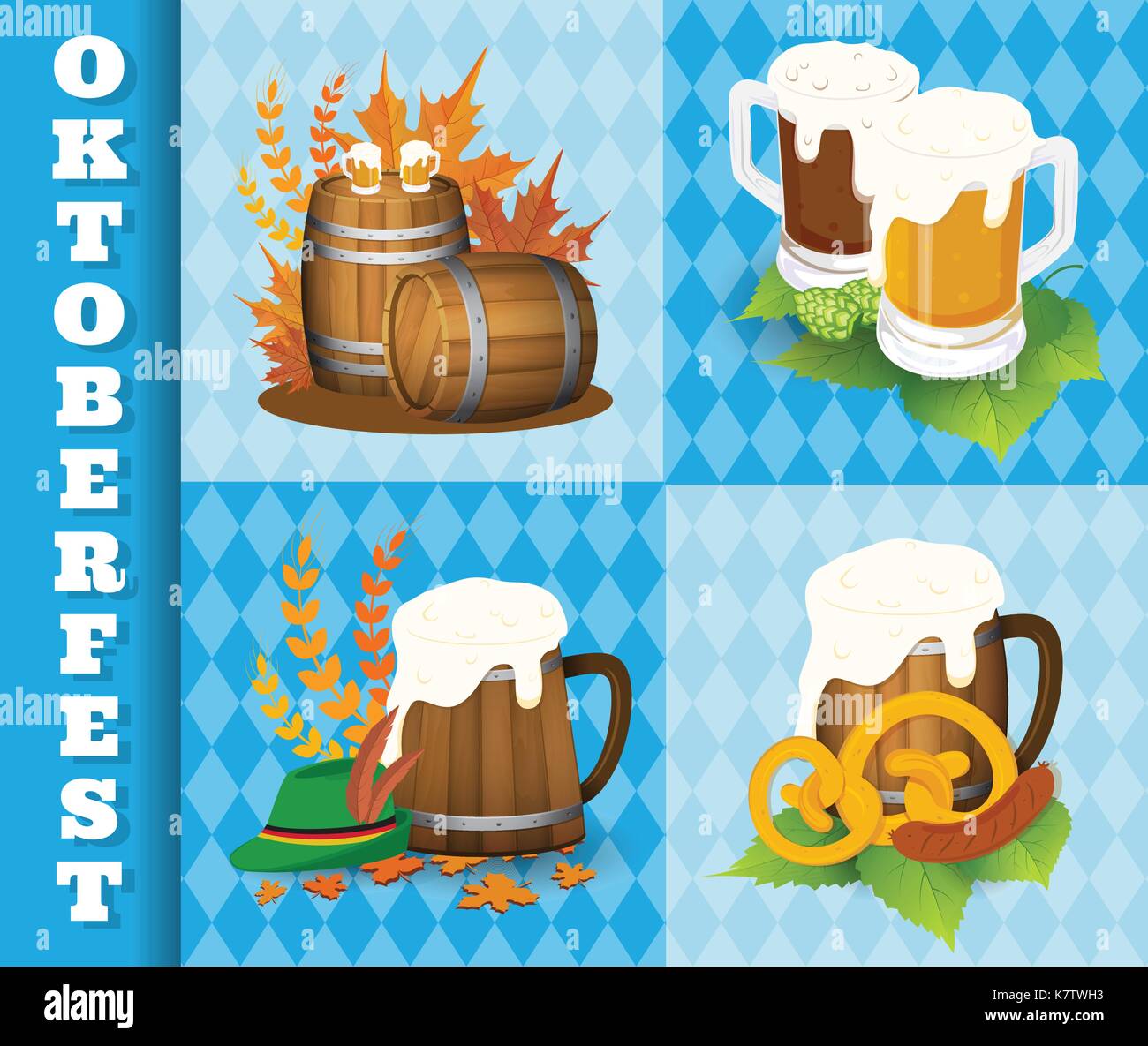 Oktoberfest Beer Festival Icons and Symbol Objects. Vector illustration ...
