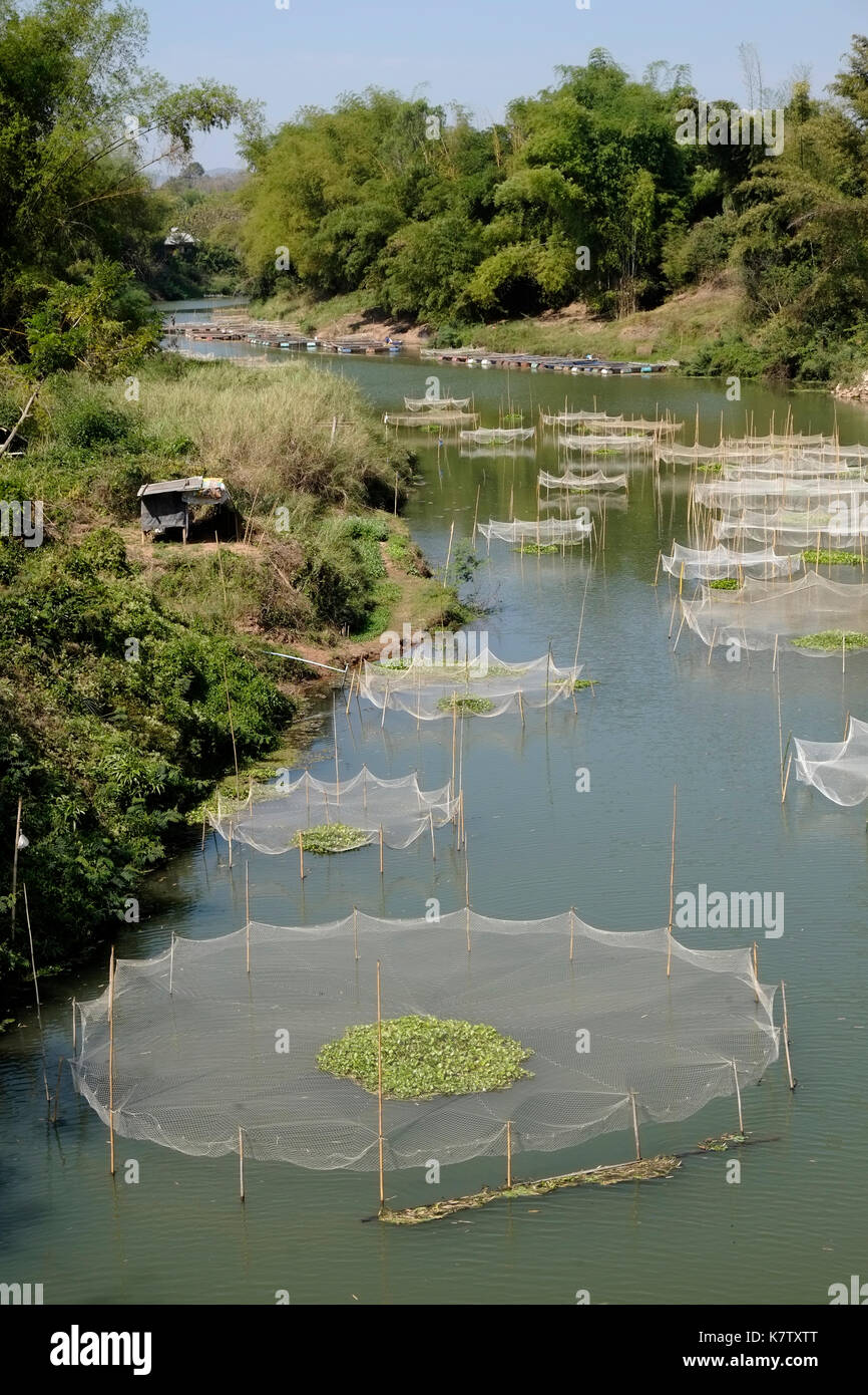 Traditional fish traps in the Loei River located in Loei a mountainous ...