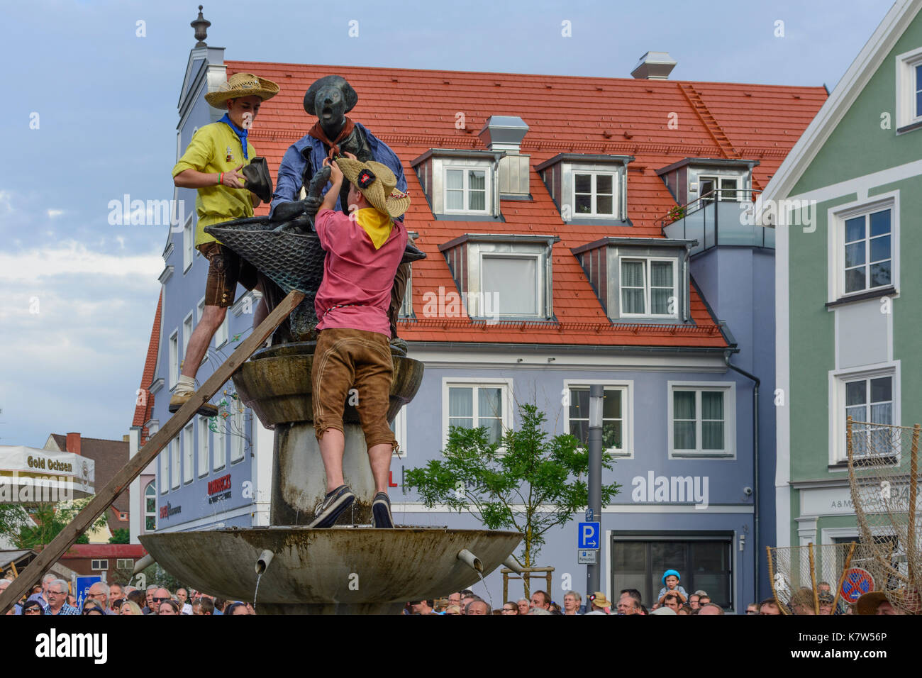 Fischertag (fisher day): fisher figure at the Fisher Fountain at square ...