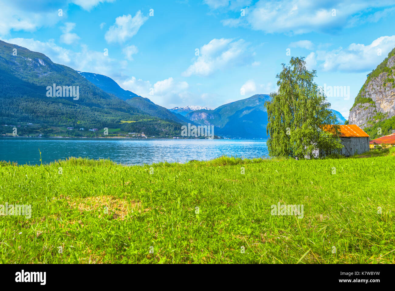 Rural scene at the Lustrafjorden, Norway, Scandinavia Stock Photo - Alamy