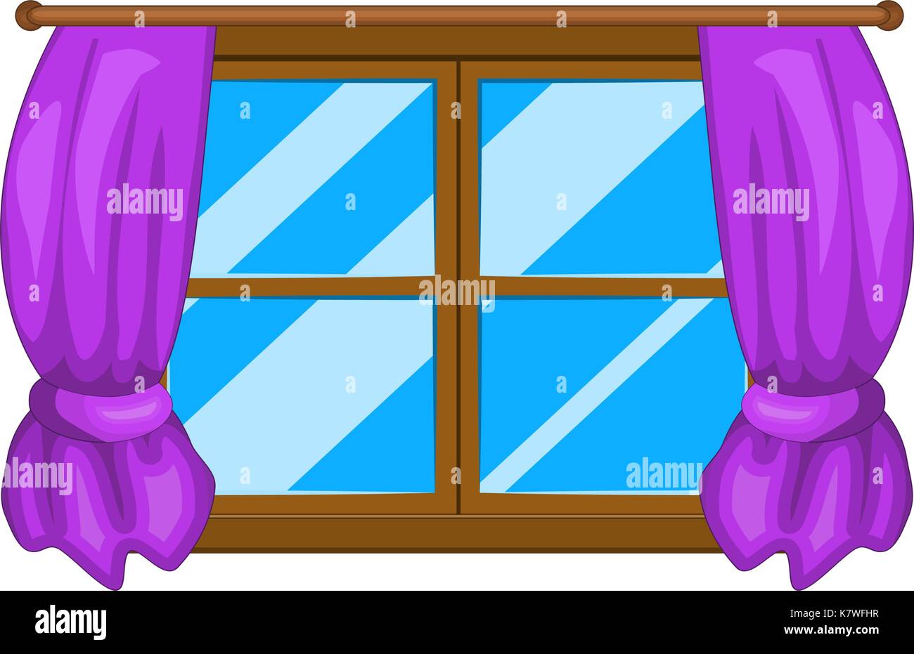 Curtains drawn window Stock Vector Images - Alamy