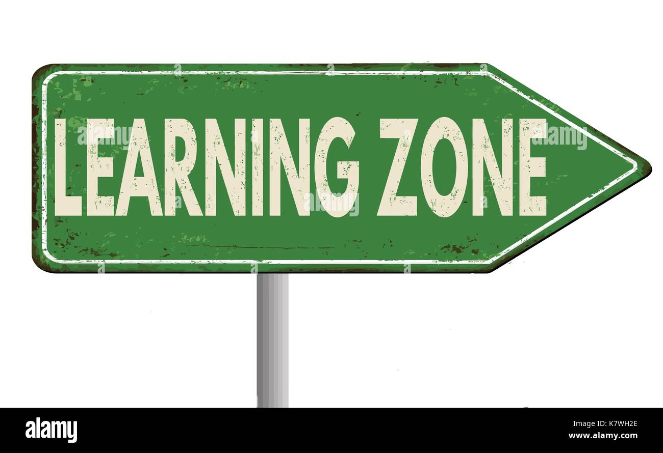 Learning zone vintage rusty metal sign on a white background, vector ...