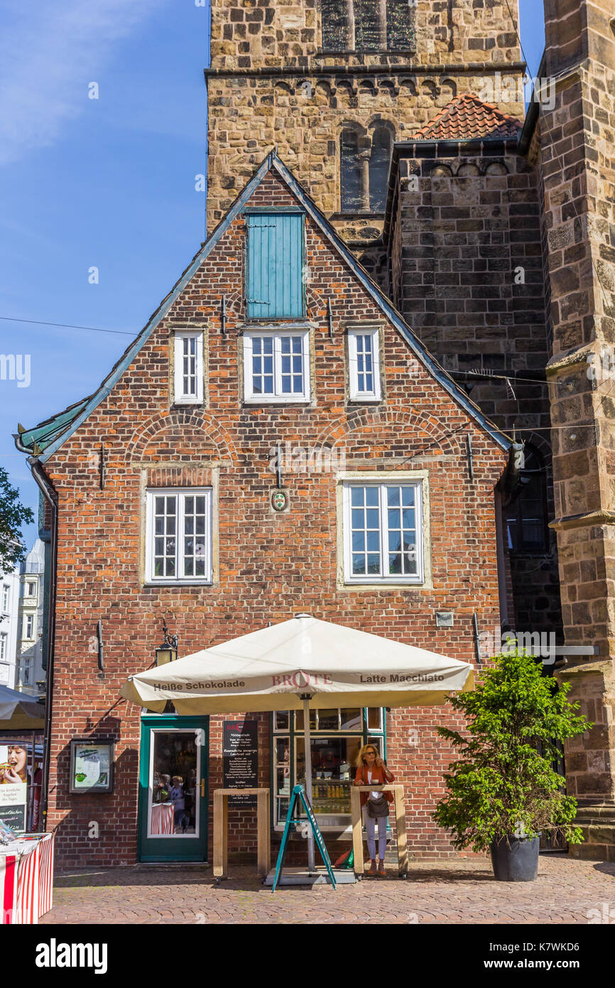 Little bakery shop in the historical center of Bremen, Germany Stock ...