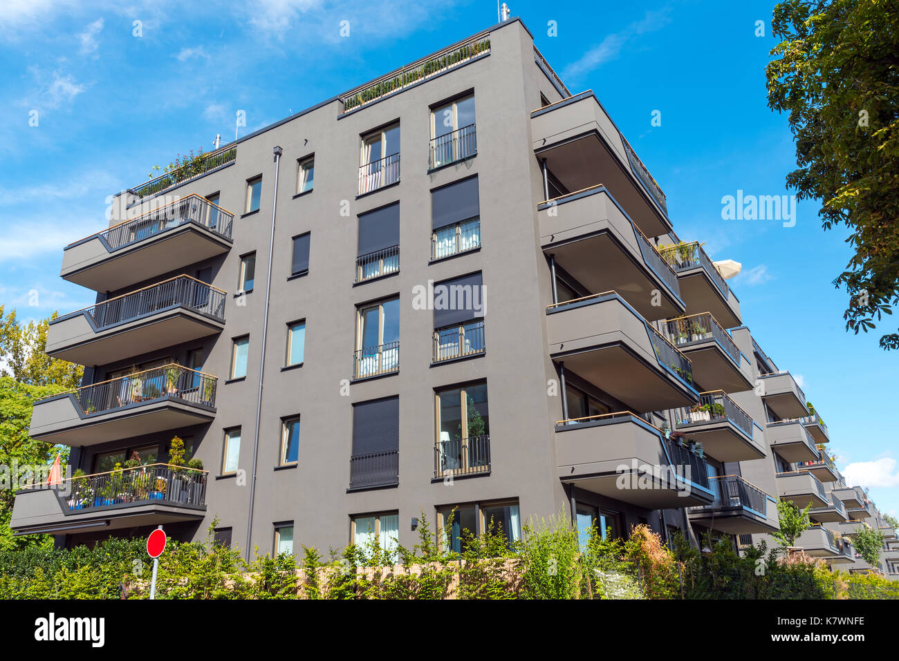 Modern grey apartment buildings seen in Berlin, Germany Stock Photo - Alamy