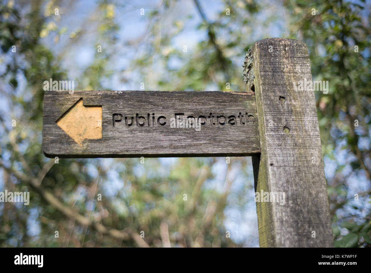 Public Footpath wooden signpost, West Sussex, England Stock Photo - Alamy